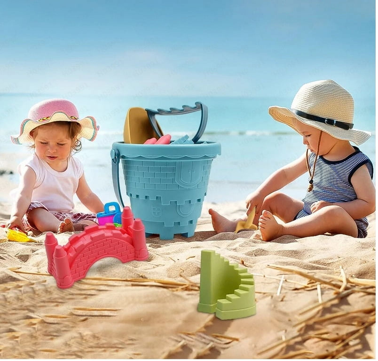 Kids Beach Toys Sand Castle Building Kit with Bucket Shovel & Molds BPA ...