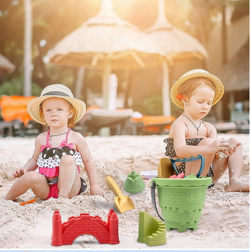 Kids Beach Toys Sand Castle Building Kit with Bucket Shovel & Molds BPA ...