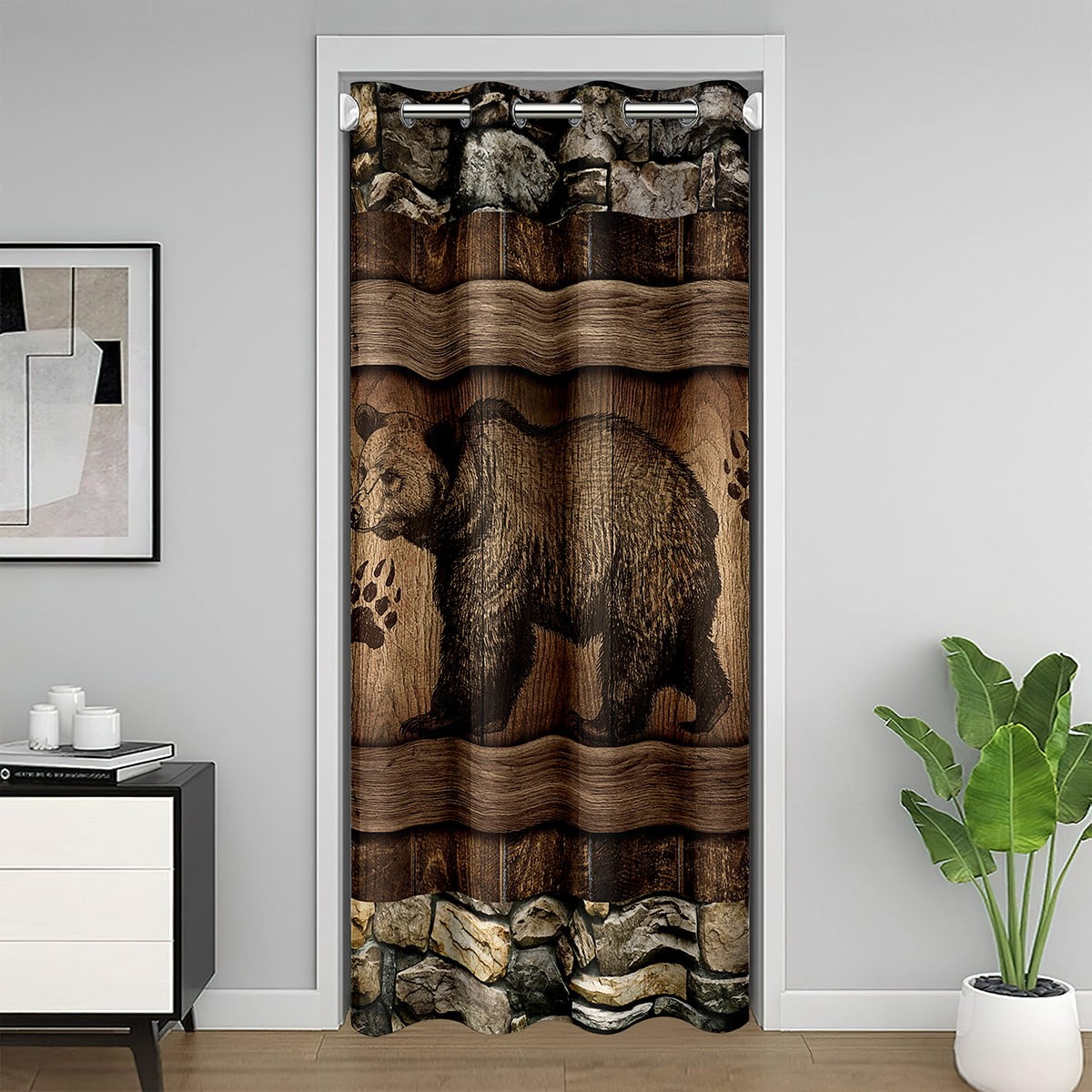 Bear Blackout Curtain ,3D Cute Black Bear Door Curtain For Doorway ...