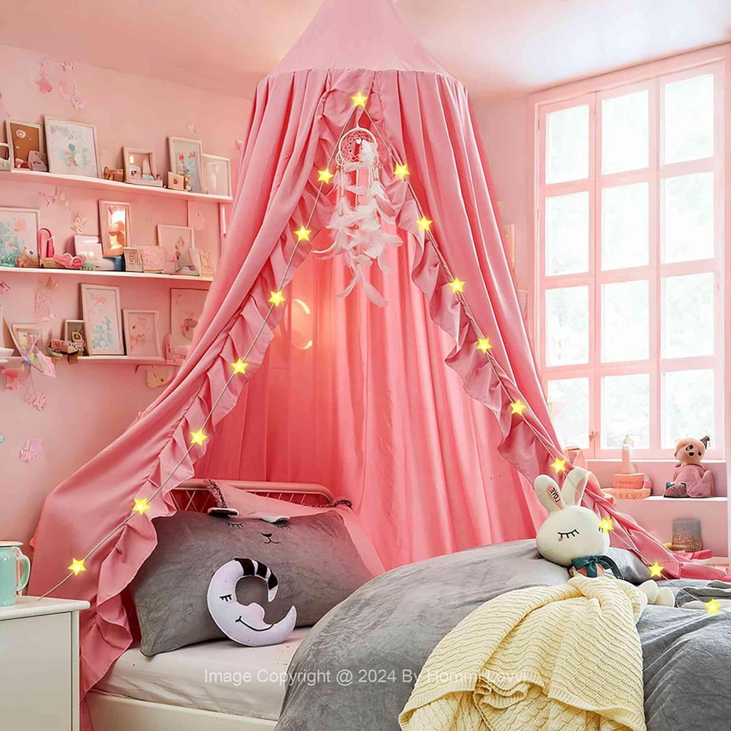 Kids Bed Canopy Dreamy Frills Canopy for Girls Bedroom Soft Ceiling ...