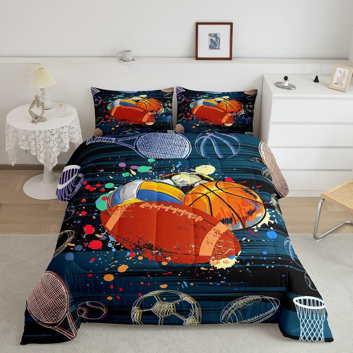 Bedding Full Size American Football Comforter Colorful Tie Dye Abstract ...