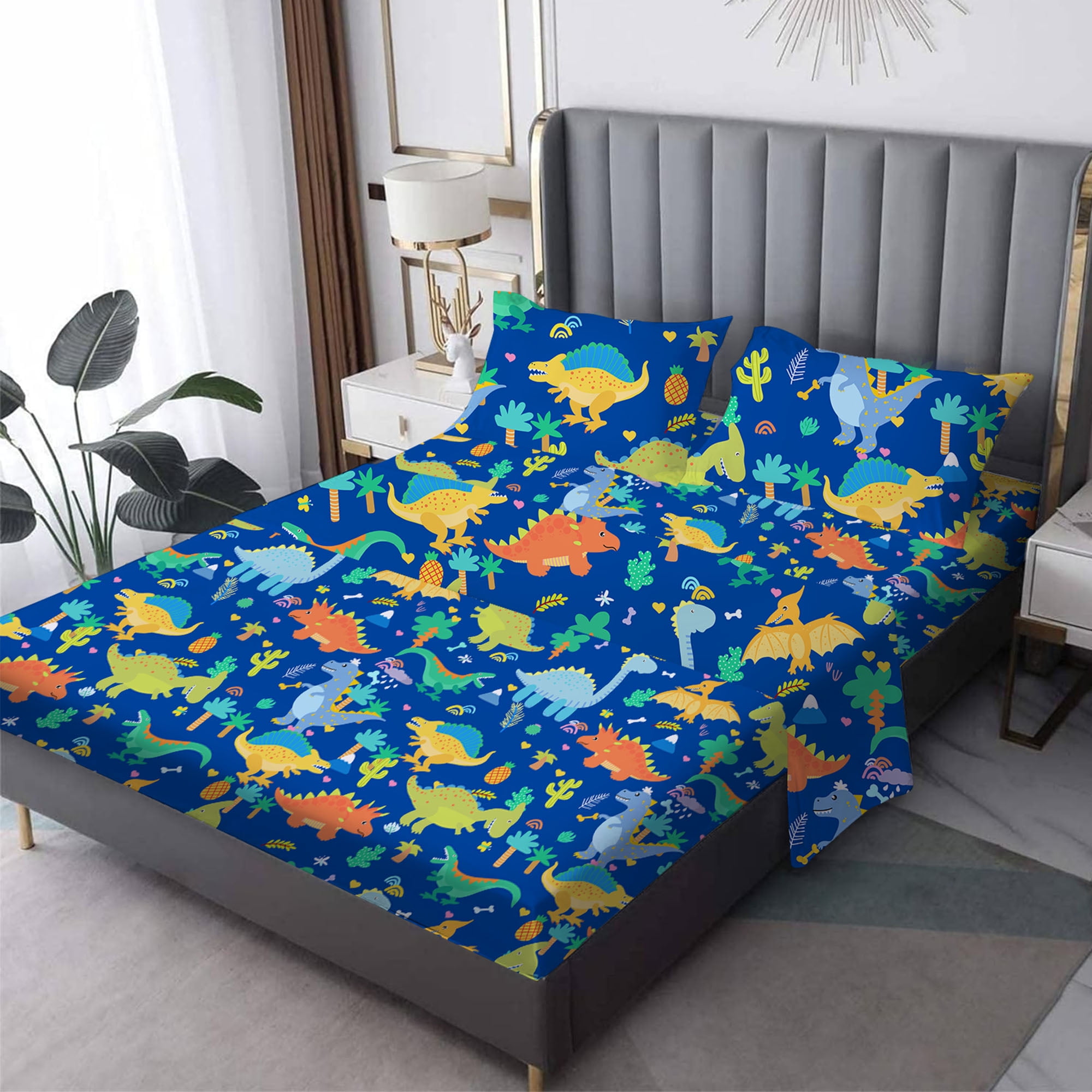 Kids Bedding Cartoon Dinosaur Comforter Set Queen Size Kids Comforter ...