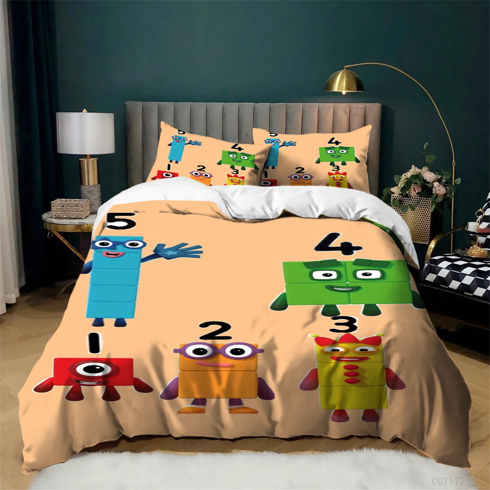 Kids Bedding Duvet Cover Set 3pcs Numberblocks Quilt Cover Set Cartoon ...