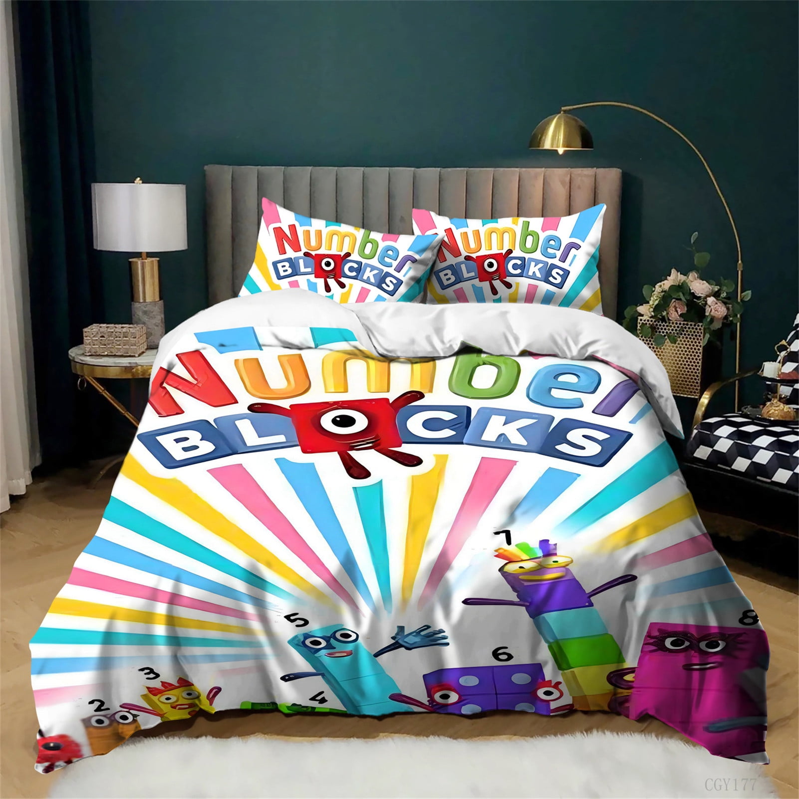 Kids Bedding Duvet Cover Set 3pcs Numberblocks Quilt Cover Set Cartoon ...