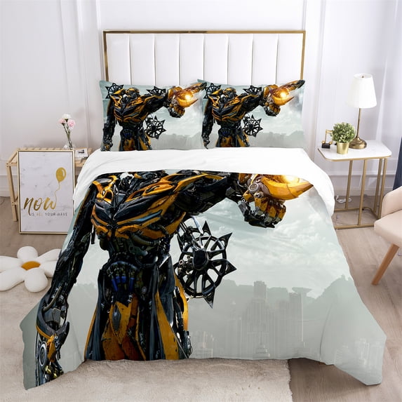 Kids Bedding Duvet Cover Set Soft Bedding Set 3pcs Bumblebee Optimus ...