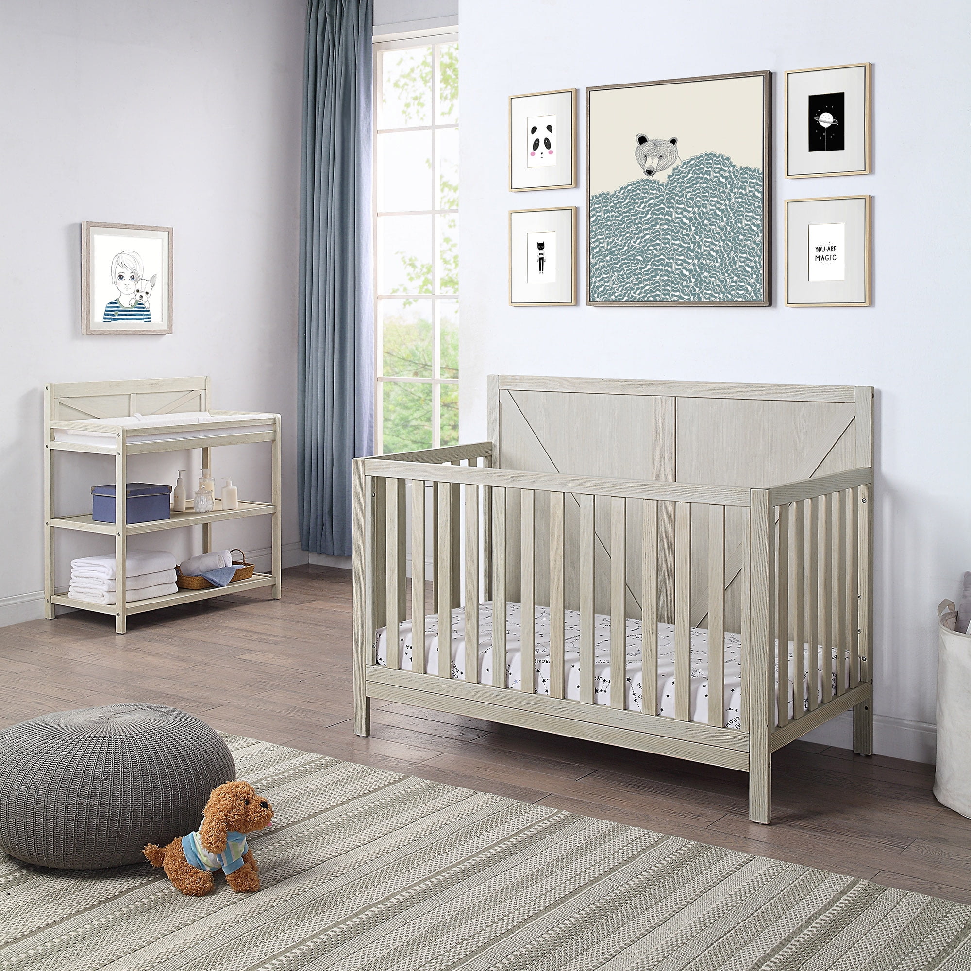 Kids Bedroom Furniture, Barnside 4-in-1 Convertible Crib Washed Gray ...