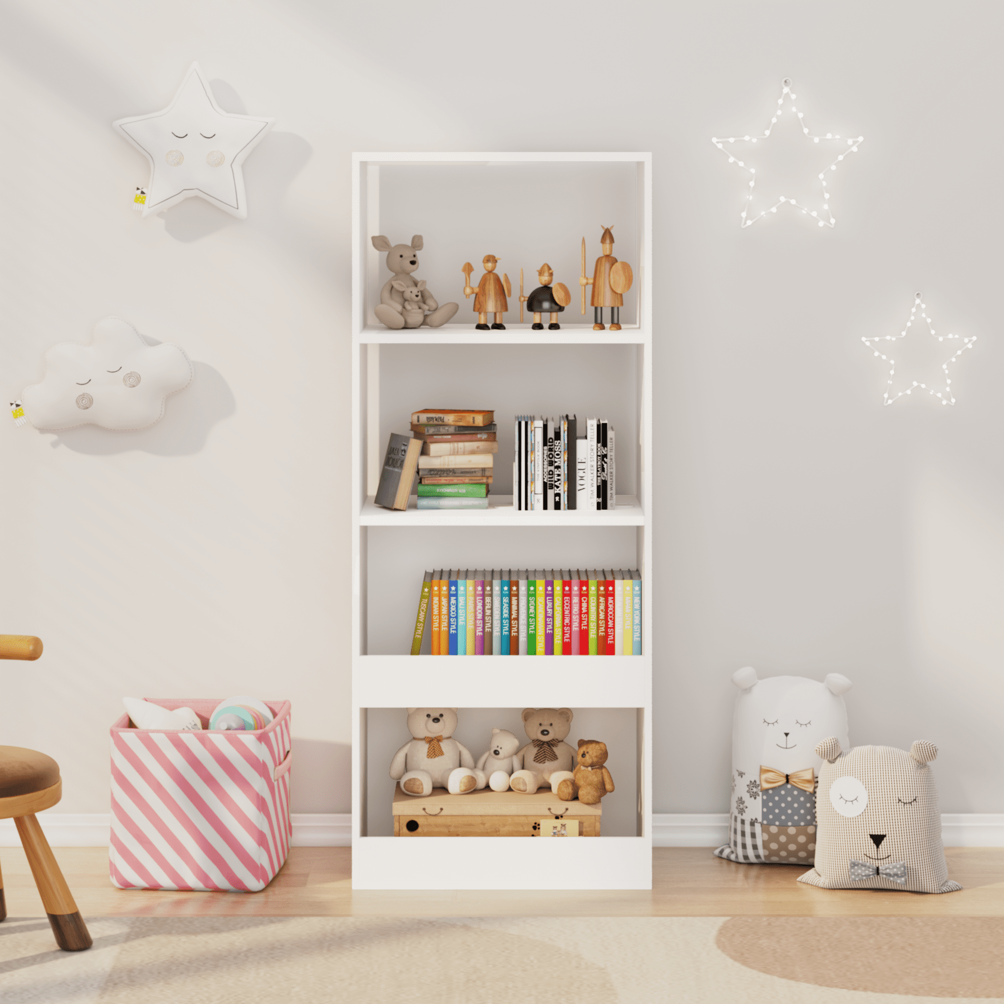 Kids Bedroom Furniture Kids Bookshelf, 4-Tier Bookcase, Book Organizer ...