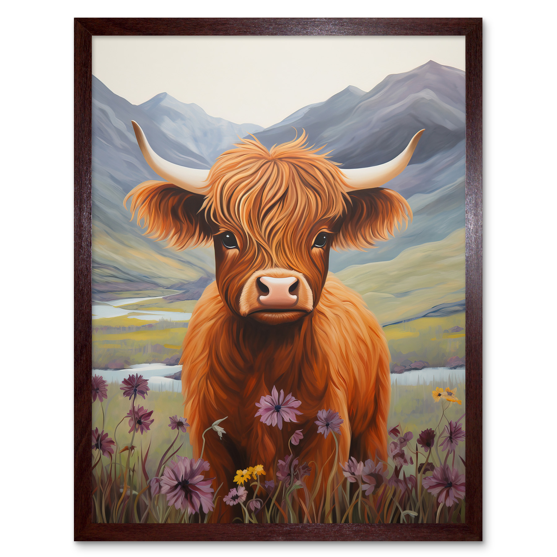 Kids Bedroom Nursery Artwork Highland Calf Cow in Heather and ...