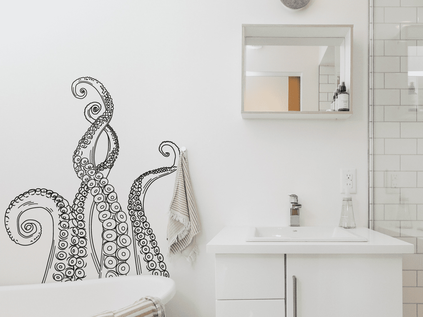 Kids Bedroom Octopus Vinyl Wall Art Decal - 20 Inches x 25 Inches ...