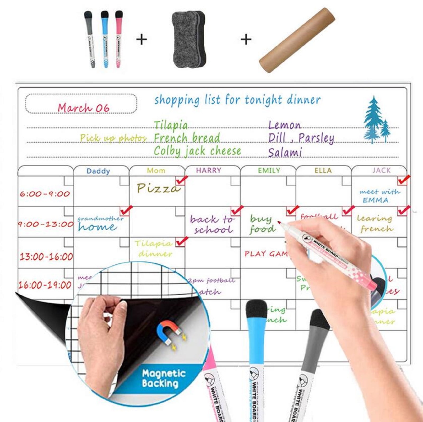 Kids Bedroom Set Monthly 5Ml Erasable And Refrigerator Calendar Set ...