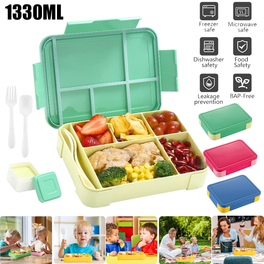 Kids Bento Lunch Boxes Leakproof 6 Compartments Lunch Box Containers ...