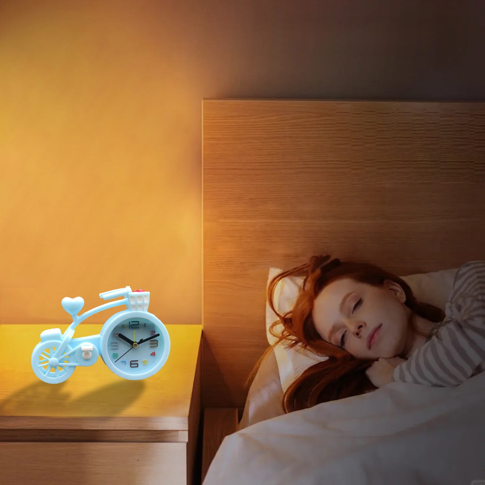 Kids Bicycle Alarm Clock - Silent Non-Ticking Battery Operated Desk ...