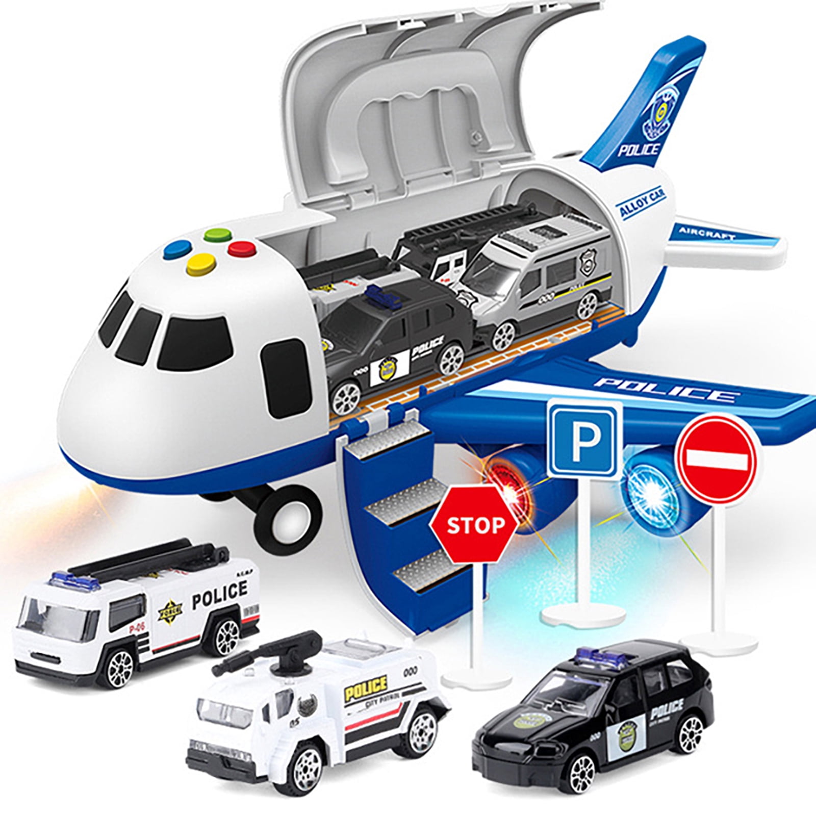 Kids Big Airplane Toy Storage Transport Plane Light Music Spray ...
