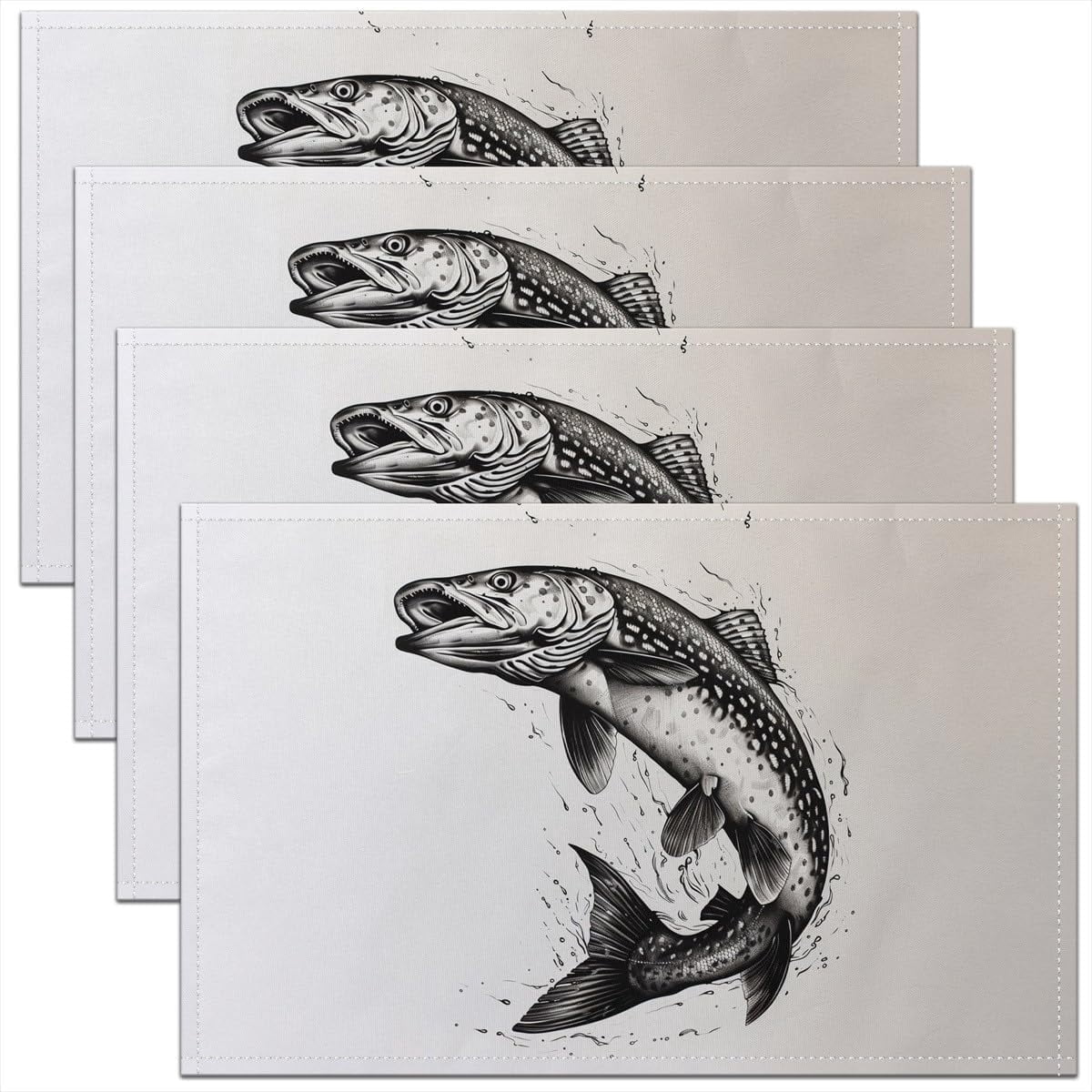 Kids Big Pike Fish Placemat Kitchen Dining Table,Hunting and Fishing ...