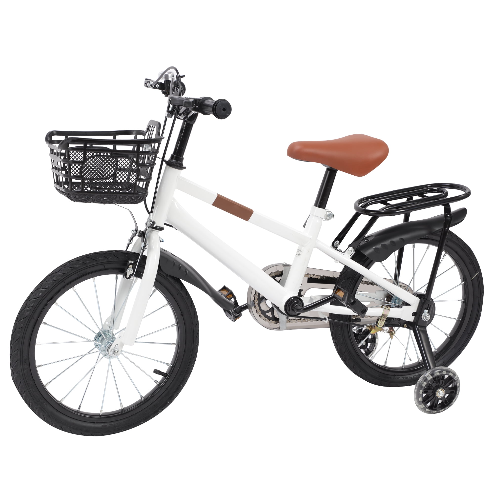 Kids Bike, 16 Inch Kids Bike with Training Wheels, Handbrake and Basket ...