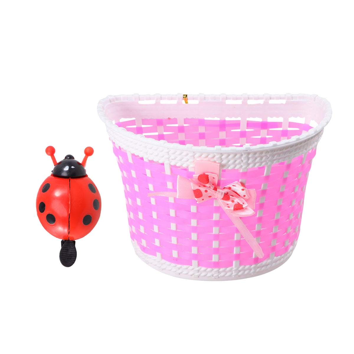 Kids Bike Accessories: Handlebar Basket, Ladybug Bell, Alarm Horn, Pink ...