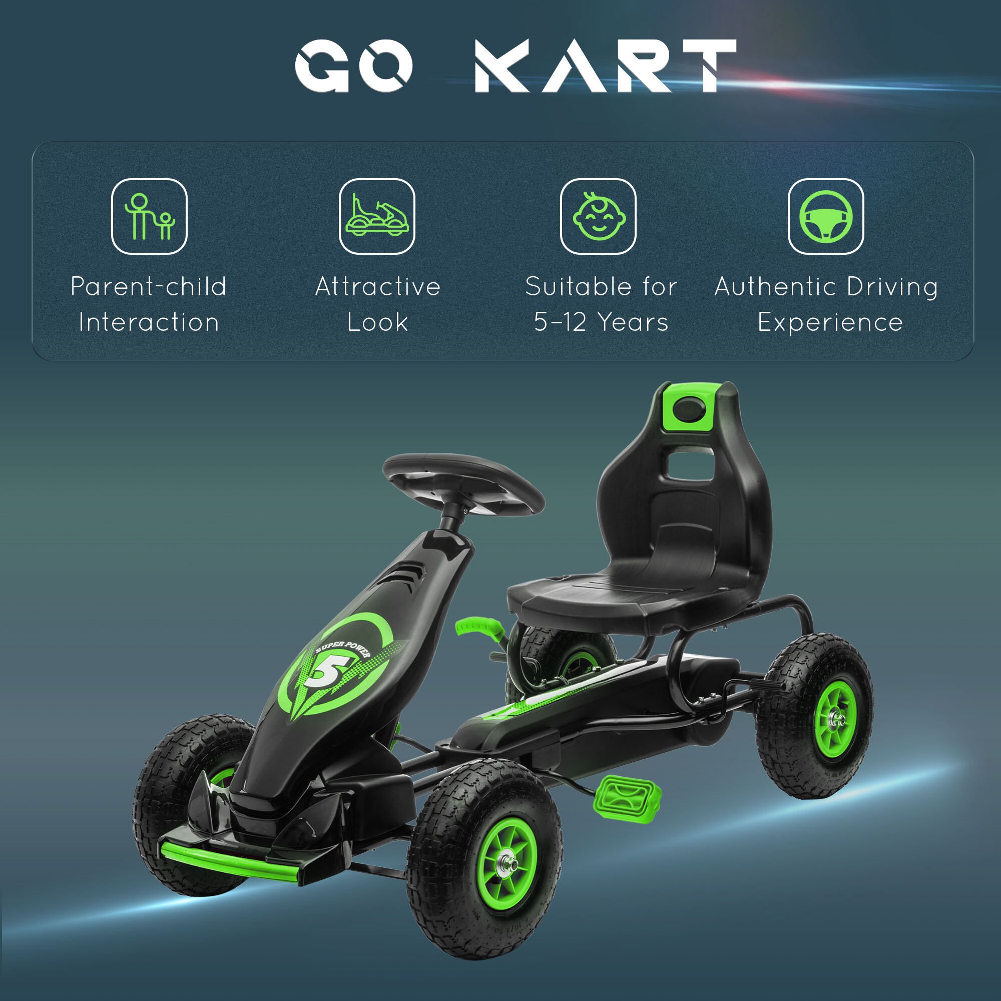 Kids Bike Aosom Kids Pedal Go Kart Ride-on Toy with Ergonomic Comfort ...