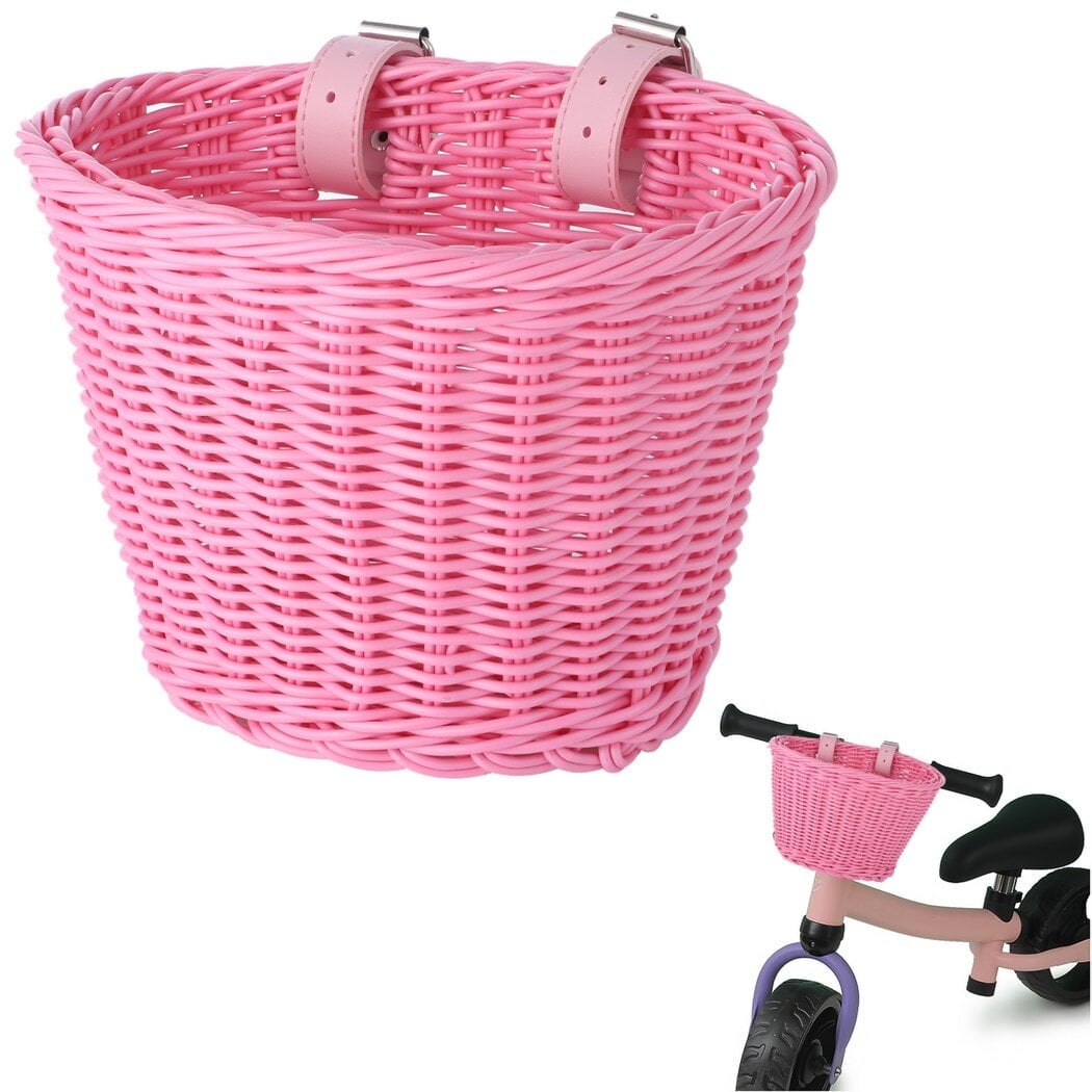 Kids Bike Basket, Handwoven Wicker Front Handlebar Basket, Bike ...