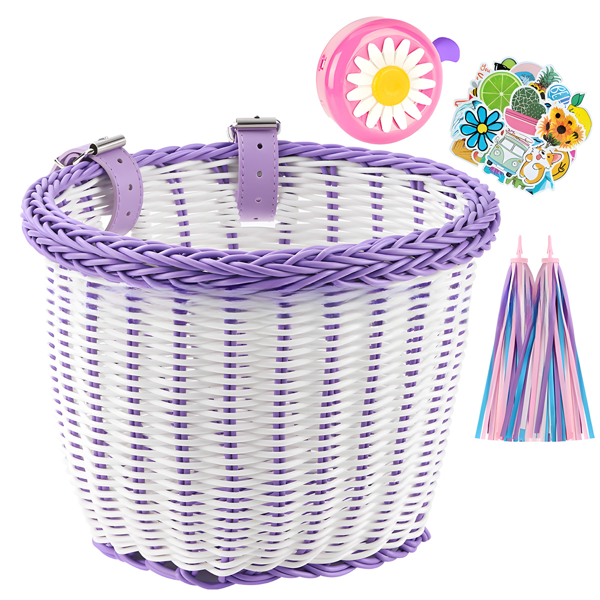 Kids Bike Basket Set, Bike Basket Kids, Wicker Girl Bike Basket , Bike ...