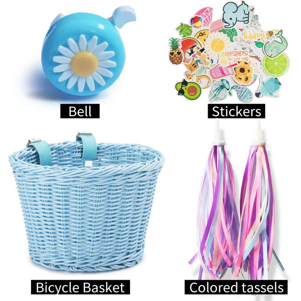 Kids Bike Basket, Wicker Basket, Handlebar Bicycle Basket for Girls ...