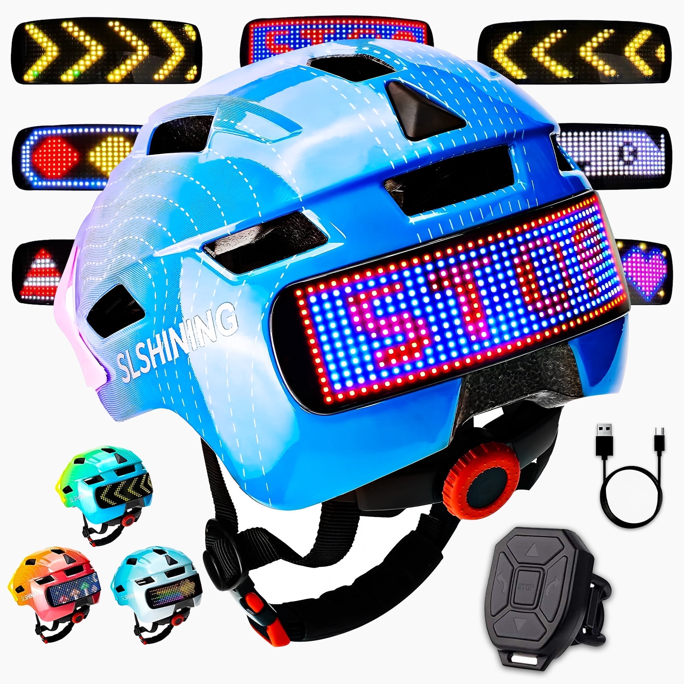 Bike Helmet for Kids 3-14,with LED Upgrade Display & Remote Control,64 ...