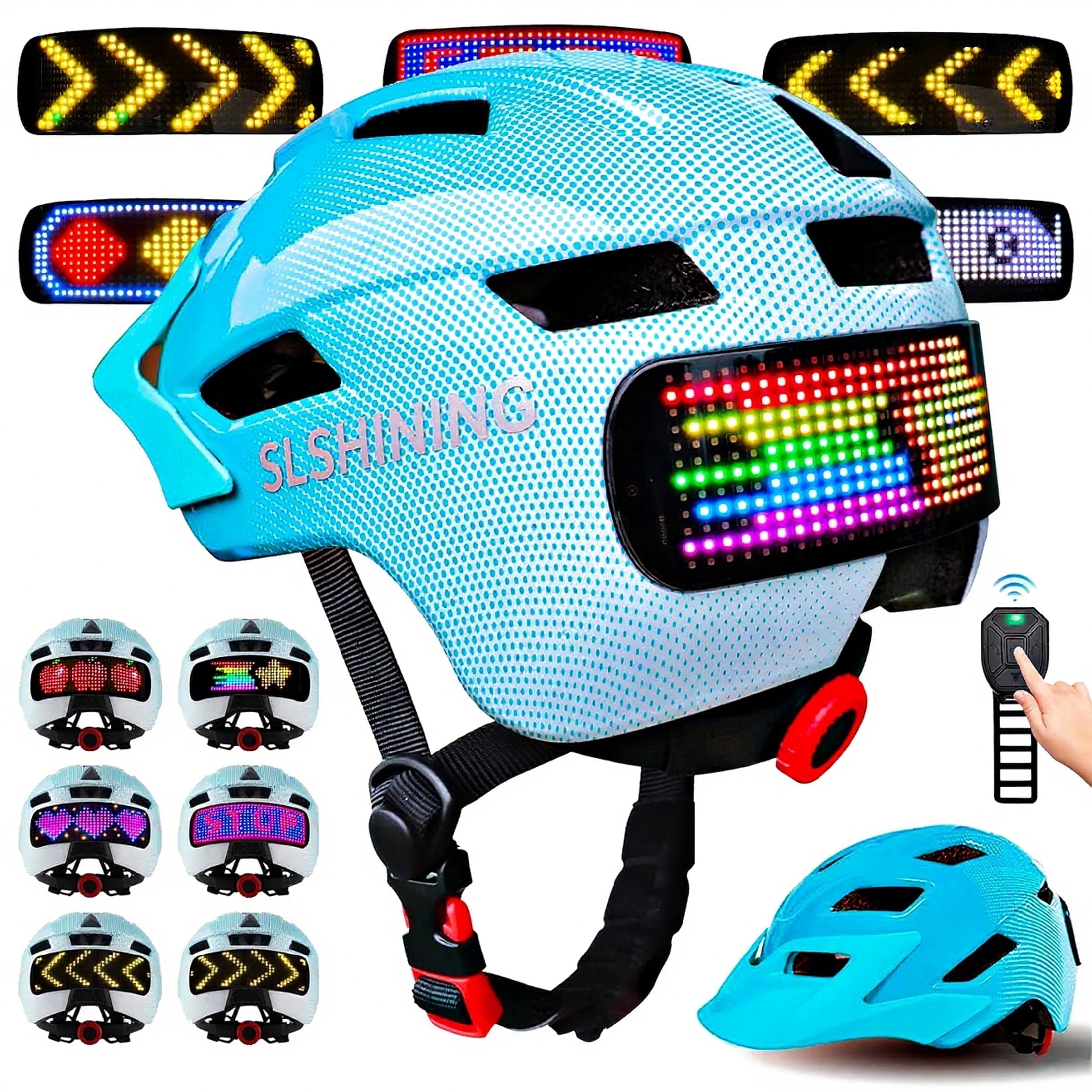 Kids Bike Helmet with LED Display,Remote Control,64 Patterns for Ages 3 ...