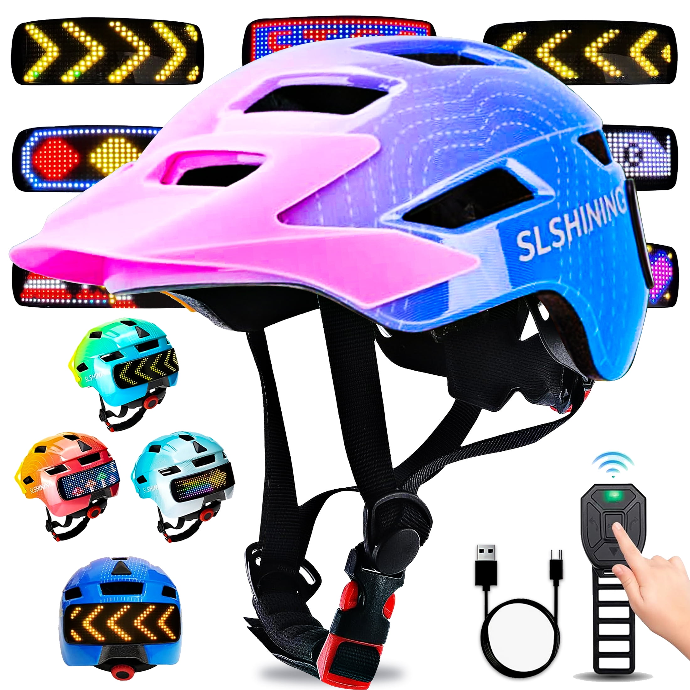 Kids Helmet,Helmets with LED Display & Remote Control,64 Patterns ...