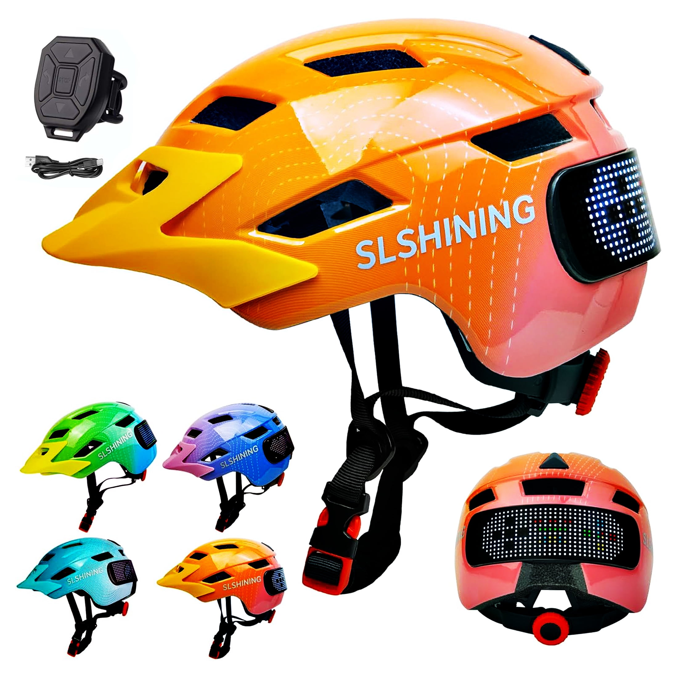 Bike Helmet for Kids 5-14,With LED Upgrade Display & Remote Control,64 ...