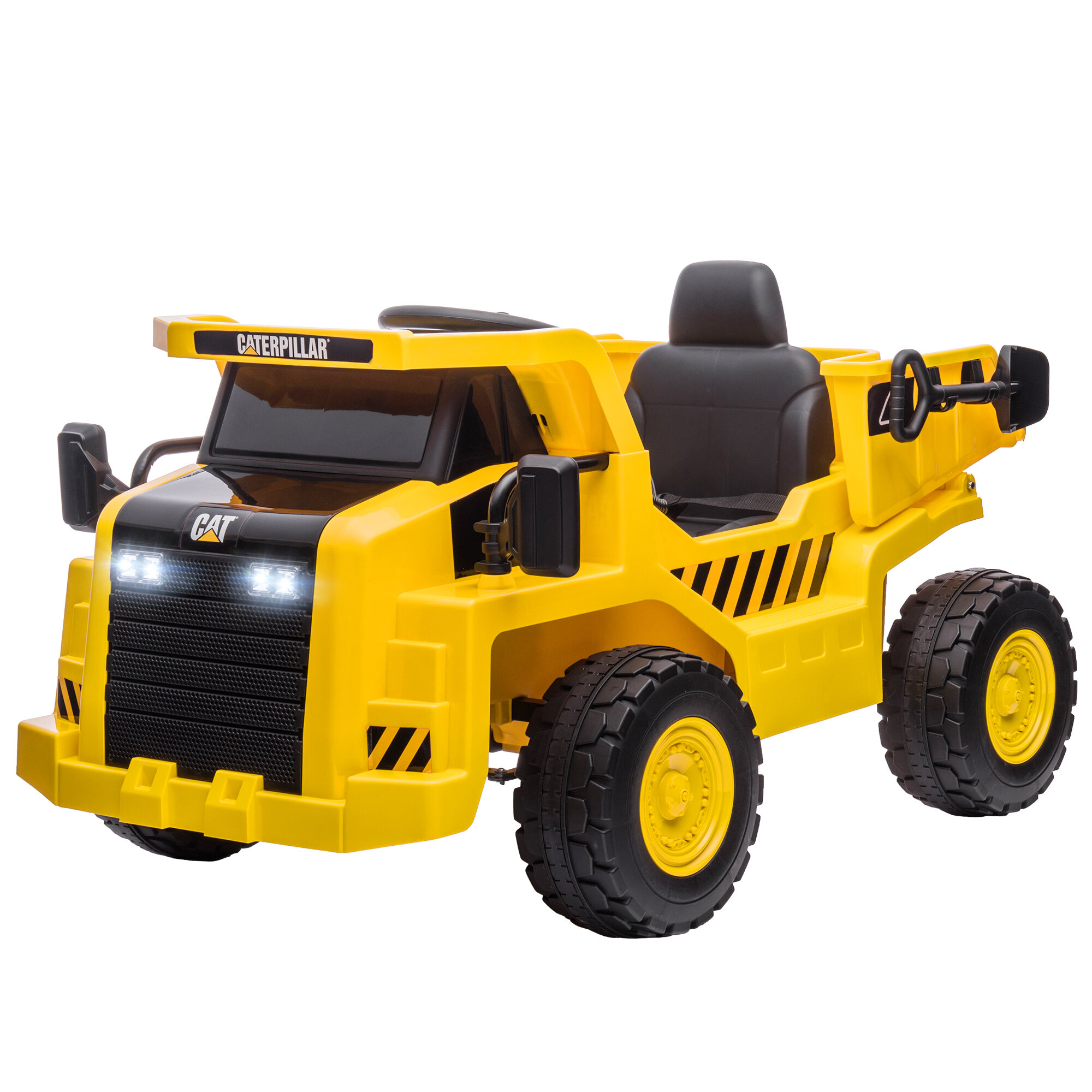 Kids Bike Qaba 12V Ride on Dump Truck with Parental Remote, Caterpillar ...