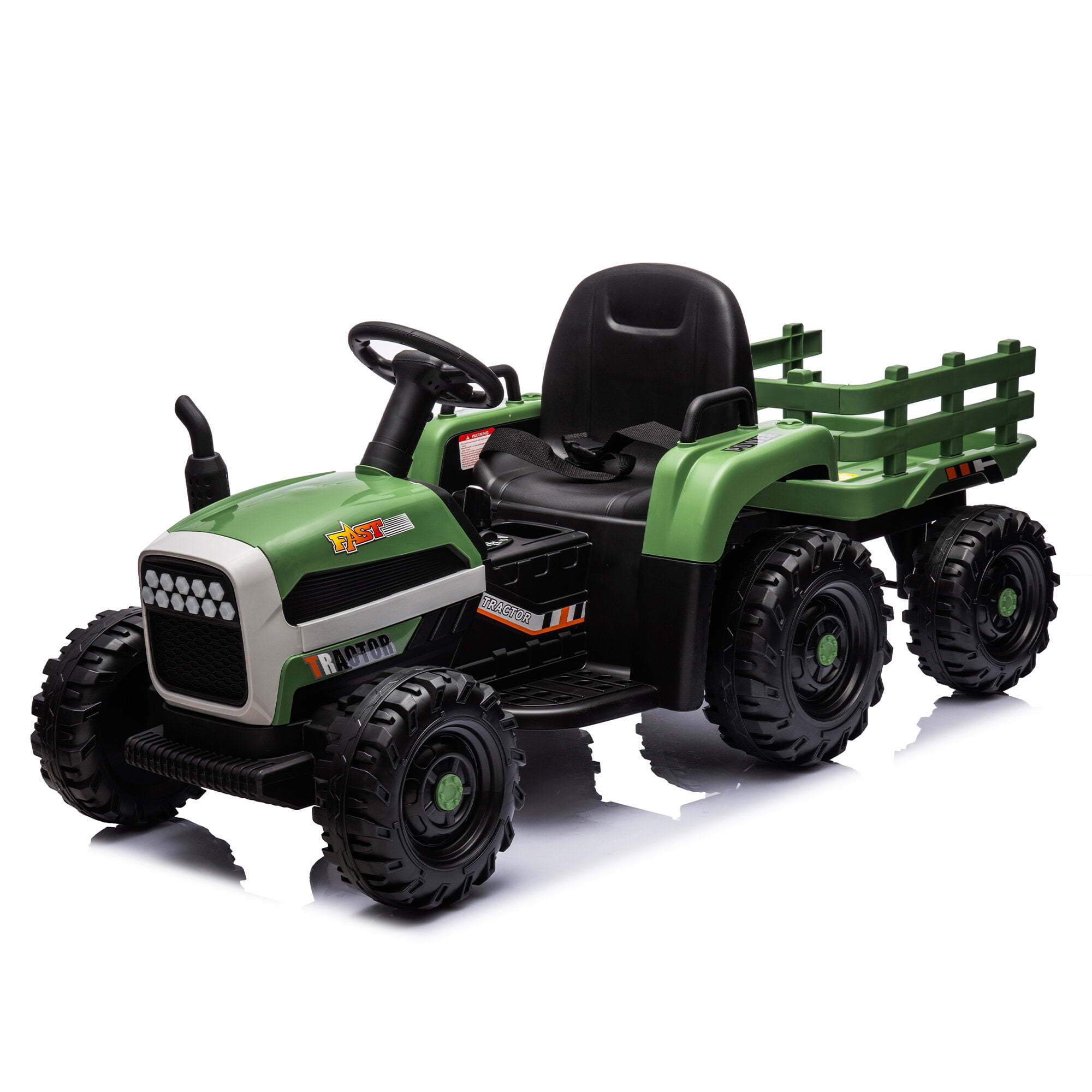 Kids Bike Ride on Tractor with Trailer,24V Battery Powered Electric Tractor Toy, 200w*2motor 1. ...