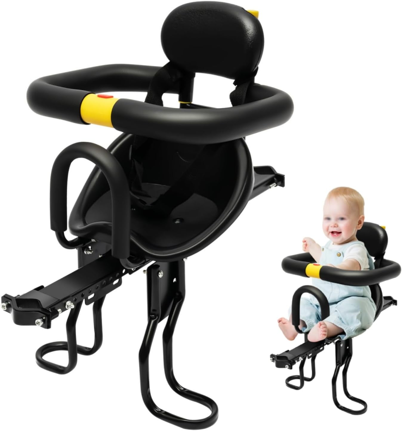 Kids Bike Seat, Aluminum Alloy Child Bike Seat for Adult Bike, Retractable Front Mounted Safe ...