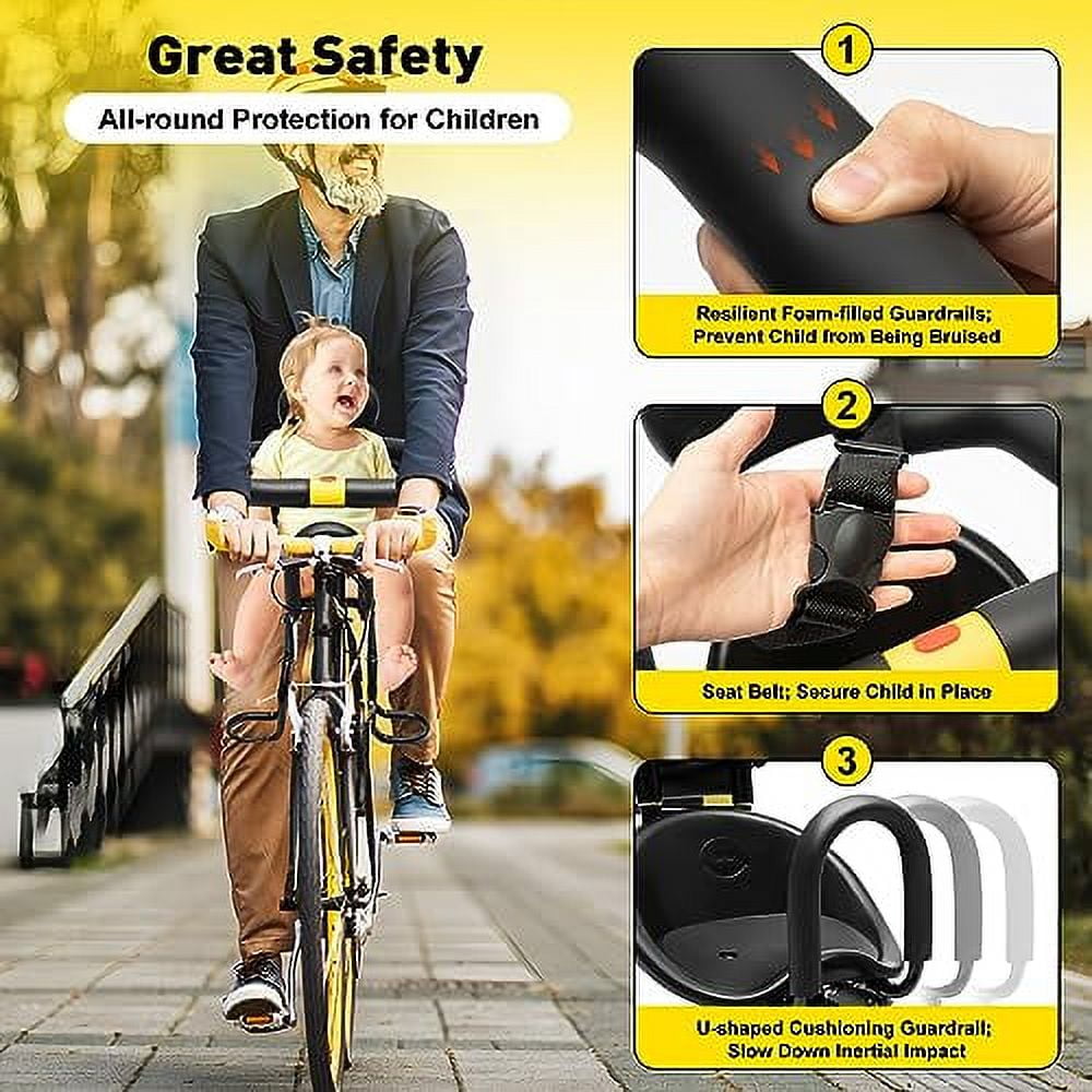 Kids Bike Seat, Portable Retractable Foldable Front Mounted Child Bike ...