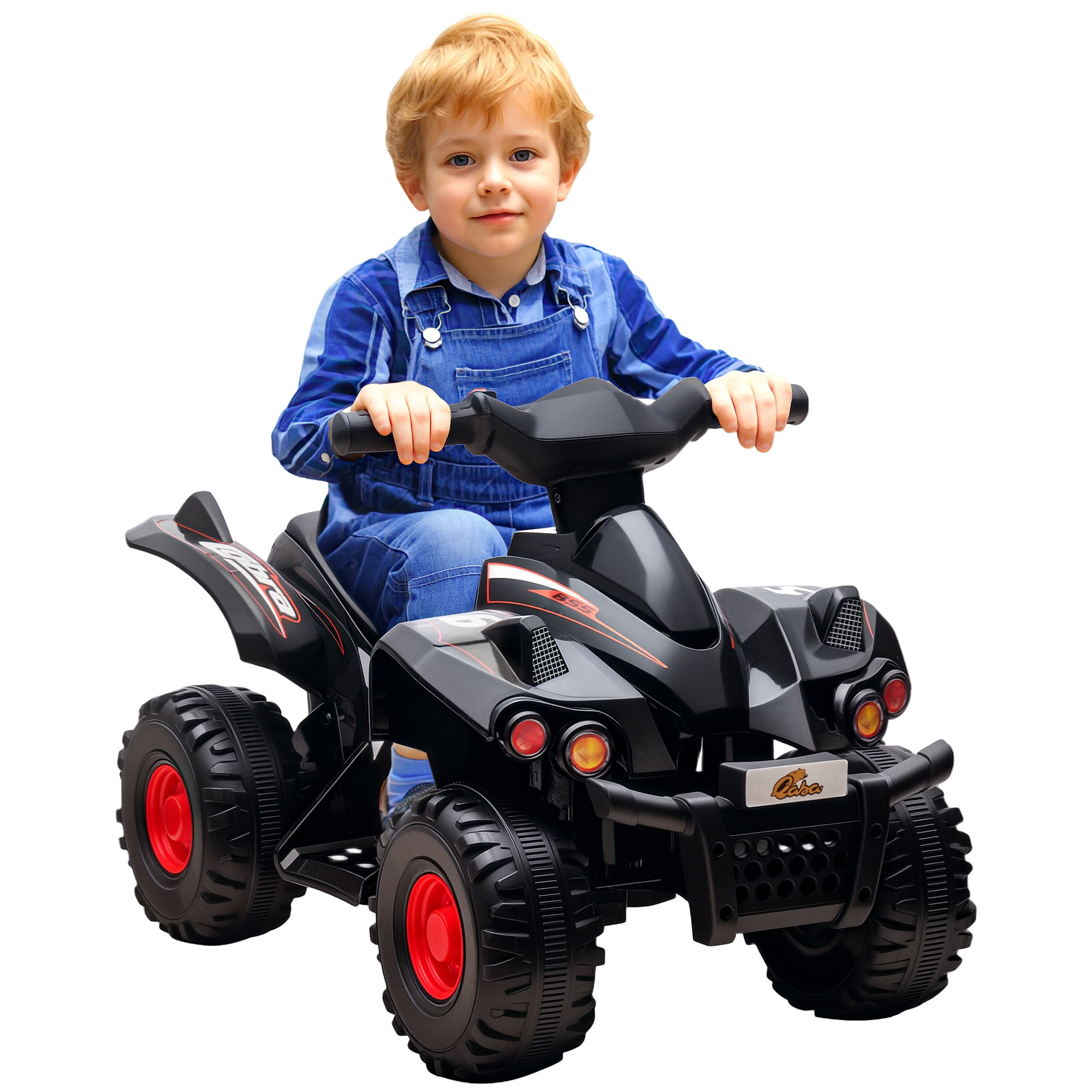 28" Black Kids Atv - 6V Battery-Powered Ride-On Toy with Music for Ages ...