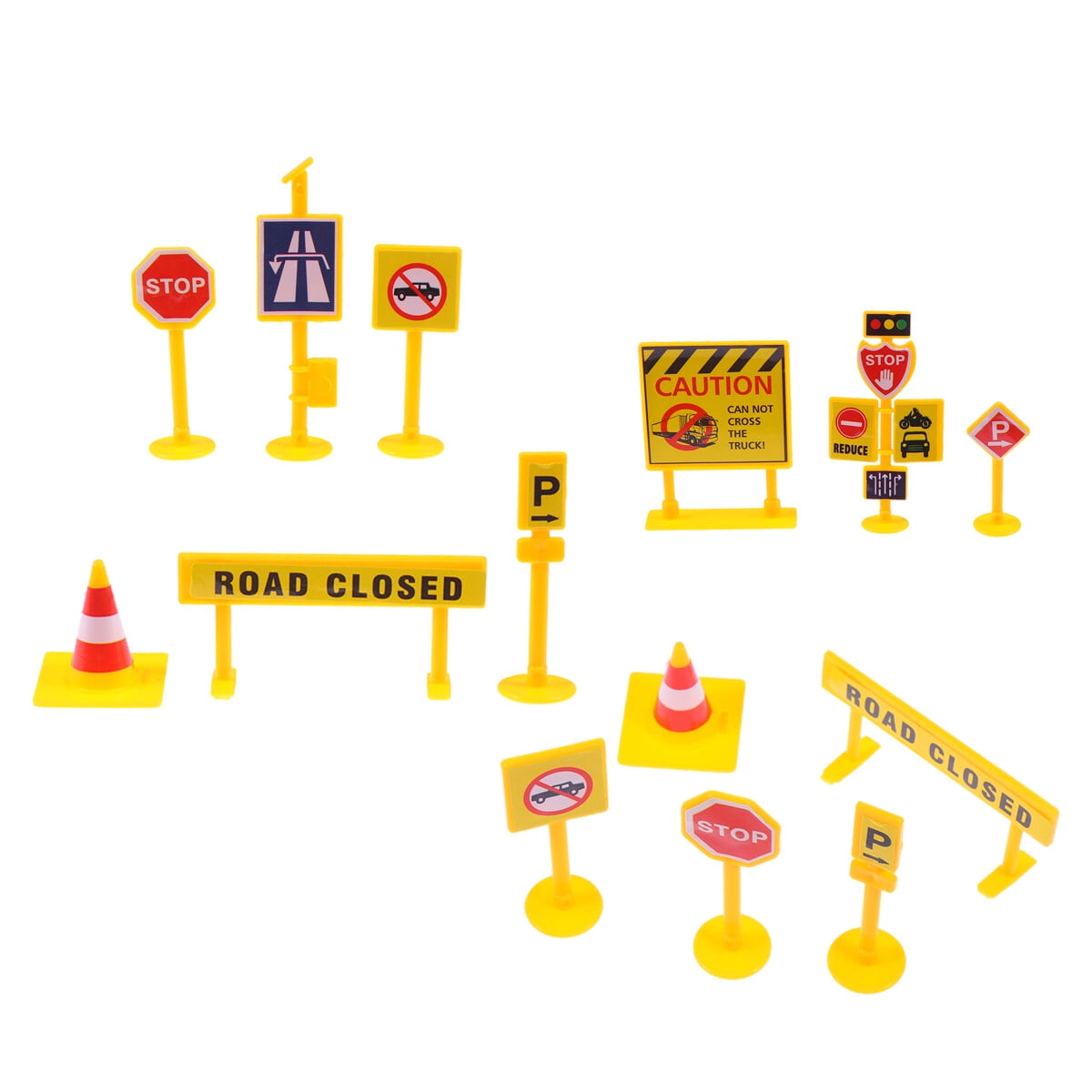 Eease Kids Birthday Cake Topper Set Roadblock Sign Cupcake Pick (Yellow ...