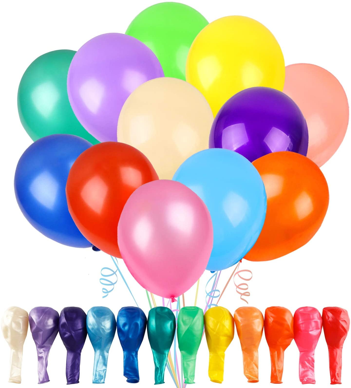 Kids Birthday Party Balloons, 200 Pack 10 inch Size Rainbow Assorted ...