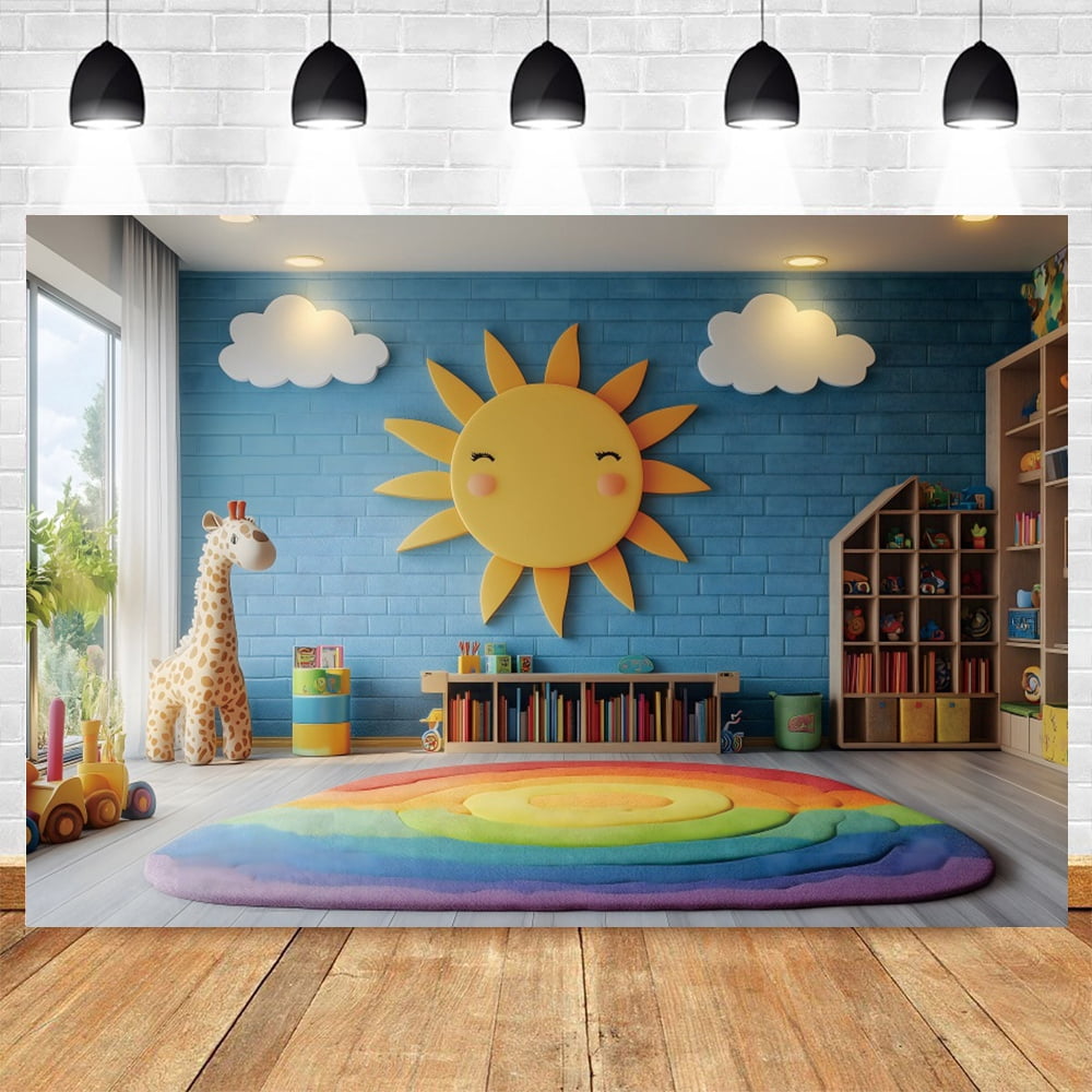 Kids Birthday Party Photography Backdrop Sun Giraffe Baby Shower r ...
