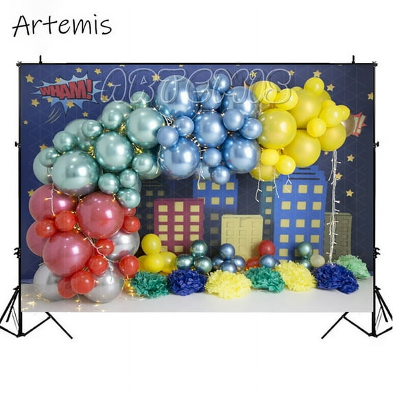 Kids' Birthday Portrait Photo Background Colorful Balloons Baby Shower ...
