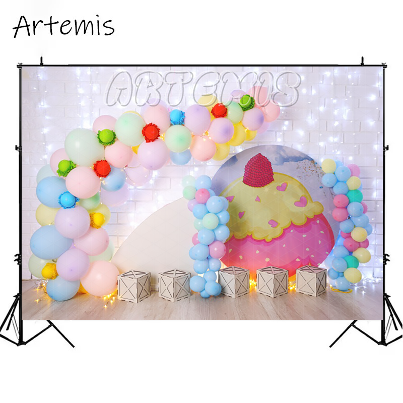 Kids' Birthday Portrait Photo Background Colorful Balloons Baby Shower ...