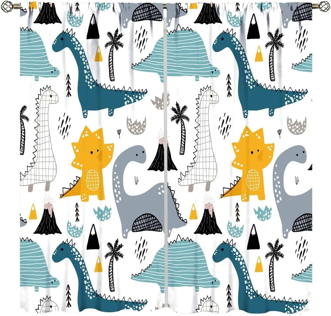 Kids Blackout Curtains,Each Panel W21 x 54" L,Baby Room Cartoon Animal ...
