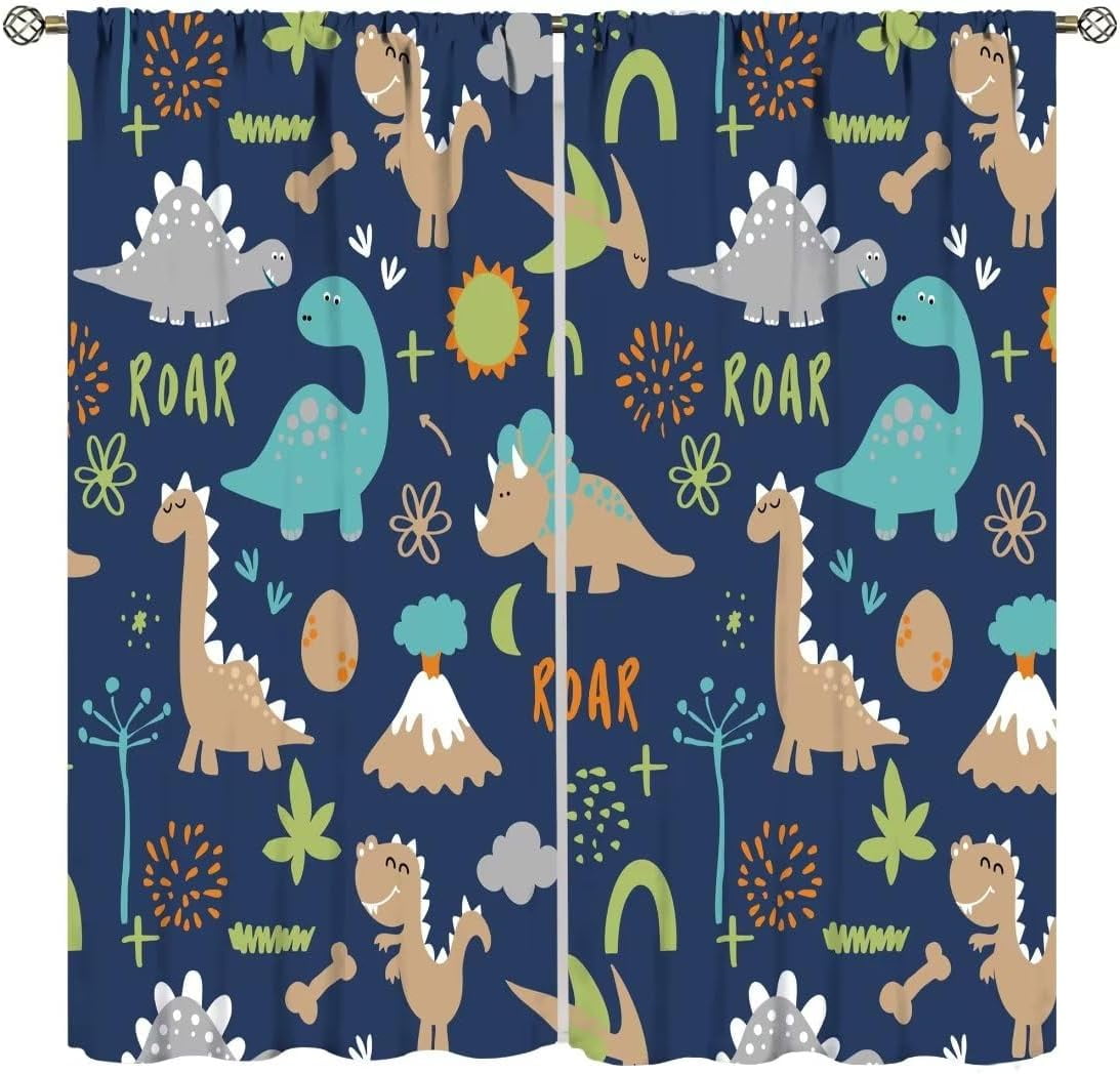 Kids Blackout Curtains,Each Panel W26 x 84" L,Cartoon Animal Cute Funny ...