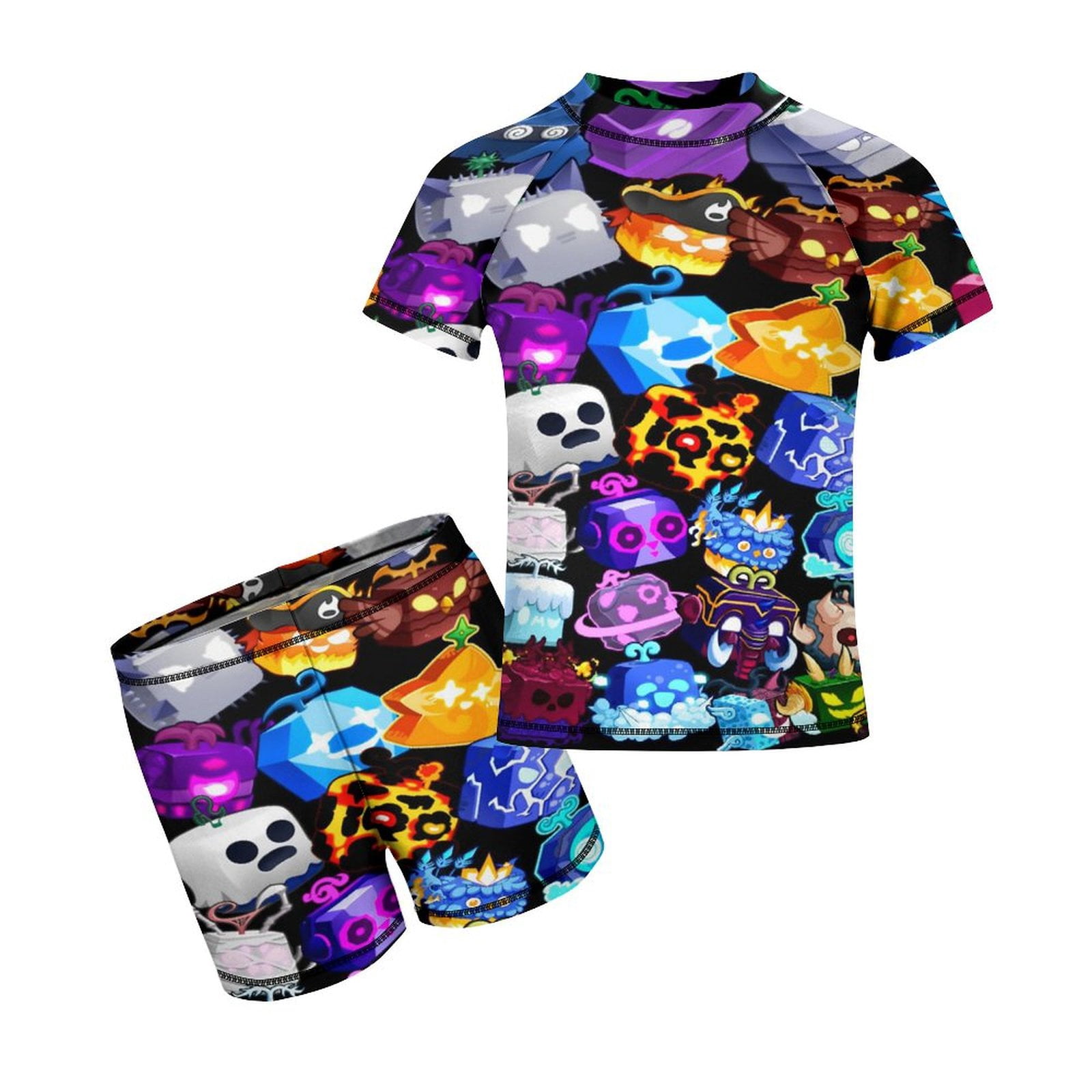 Kids Blox Fruits Boys Short Sleeve Bathing Suit 2 Piece Rash Guard ...
