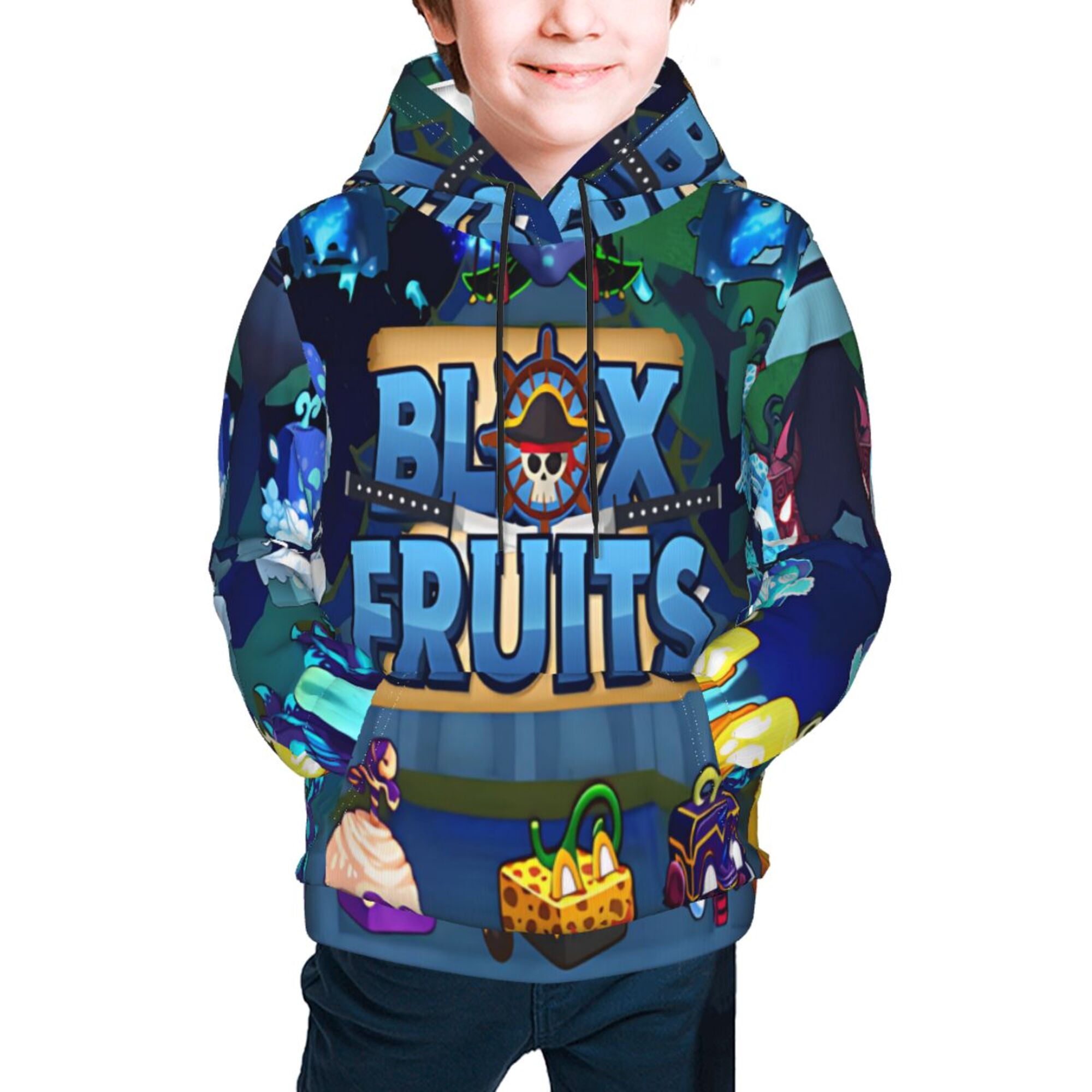 Kids Blox Fruits Pullover Hoodie With Pocket 3d Printed Novelty Anime ...