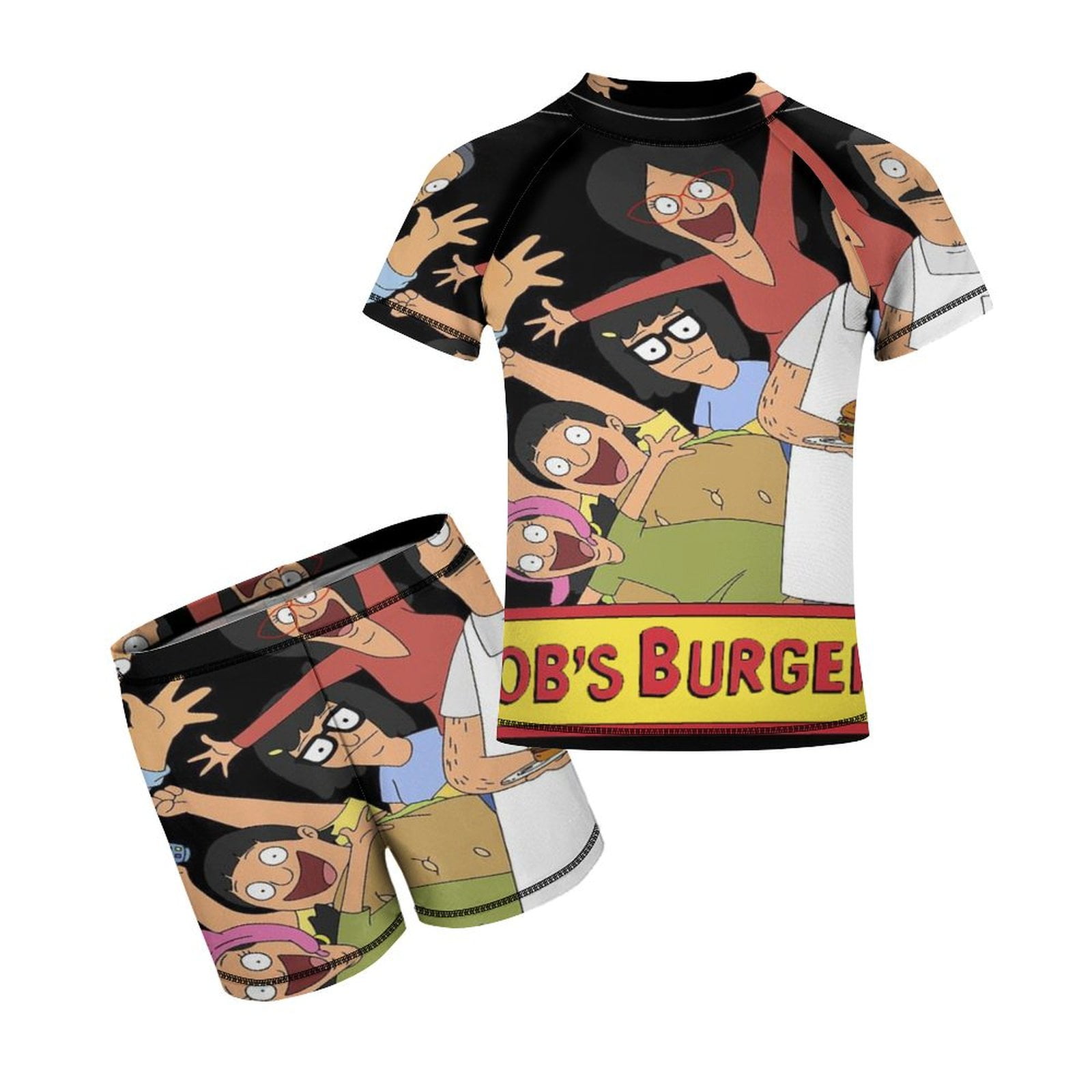 Kids Bob's Burgers Short Sleeve Swimwear Boys Two Piece Rash Guard Sets ...