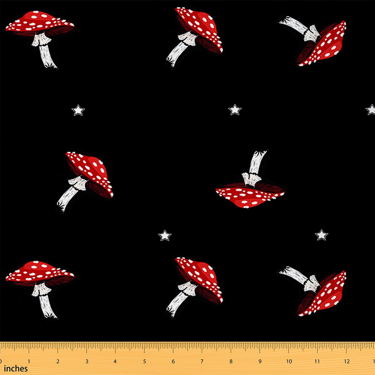 Kids Boho Mushroom Upholstery Fabric Red Wild Fungus Fabric By The Yard,Glitter Stars Decorative ...