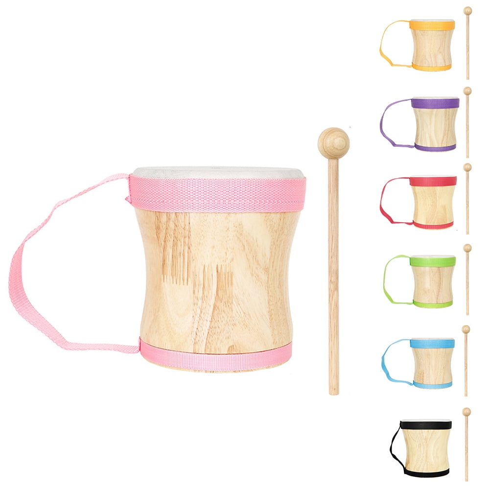 Kids Bongo Drums Wood Natural Goat Skin Drum Percussion Set Rhythm ...