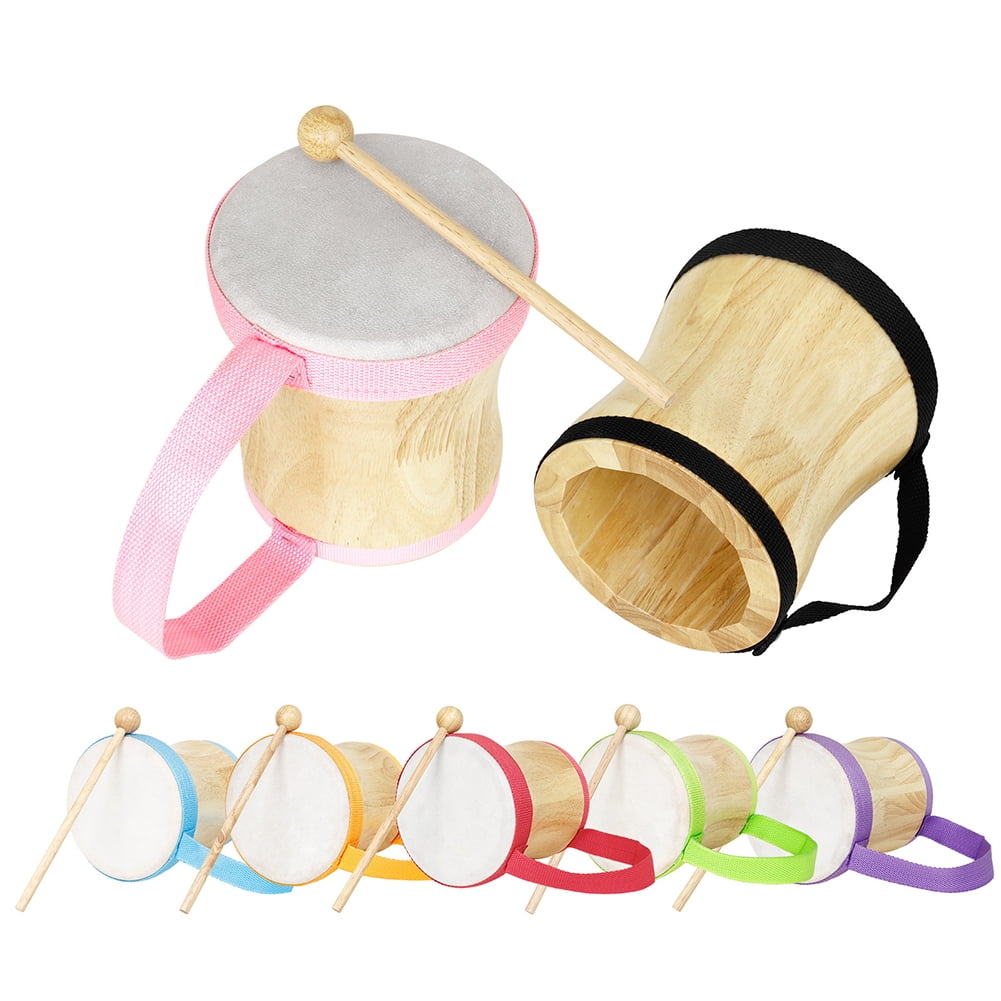 Kids Bongo Drums Wood Natural Goat Skin Drum Percussion Set Rhythm ...