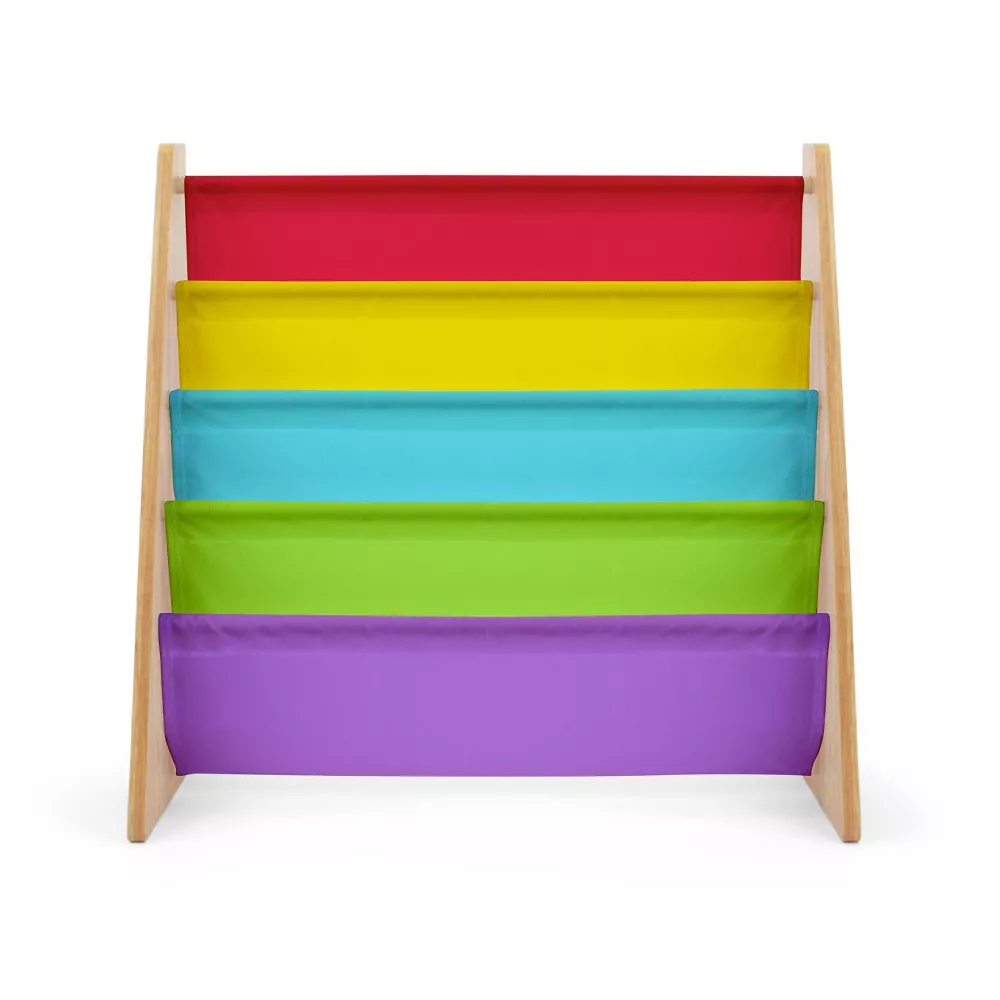 Kids' Book Rack Storage 4 Tier Bookshelf Natural/Rainbow - Sling Book ...