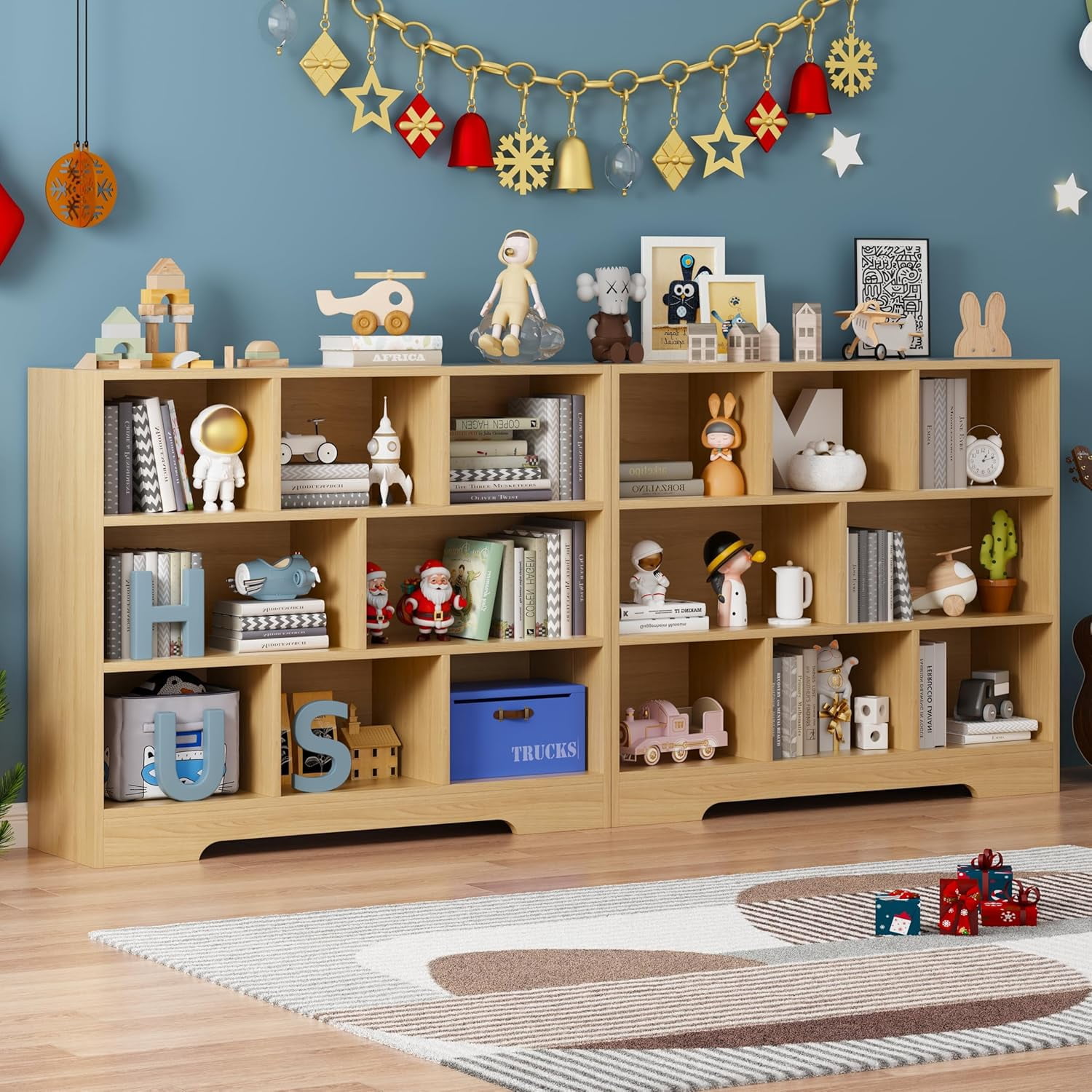 Kids Book Shelf Set of 2, 8 Cubes Storage Organizer Montessori Shelf, 3 ...