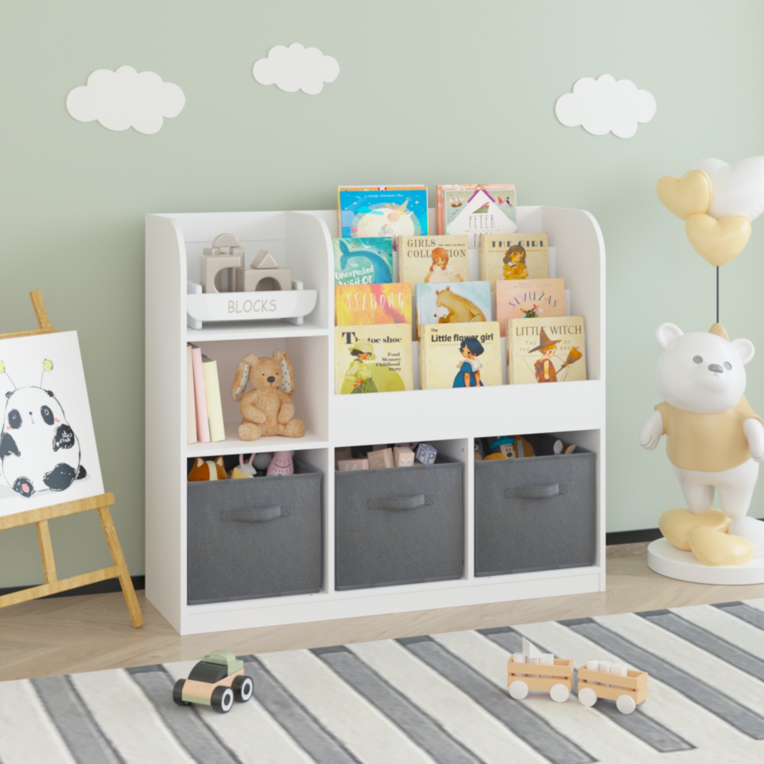 Kids Bookcase and Bookshelf, Multifunctional Bookcase with 3 ...