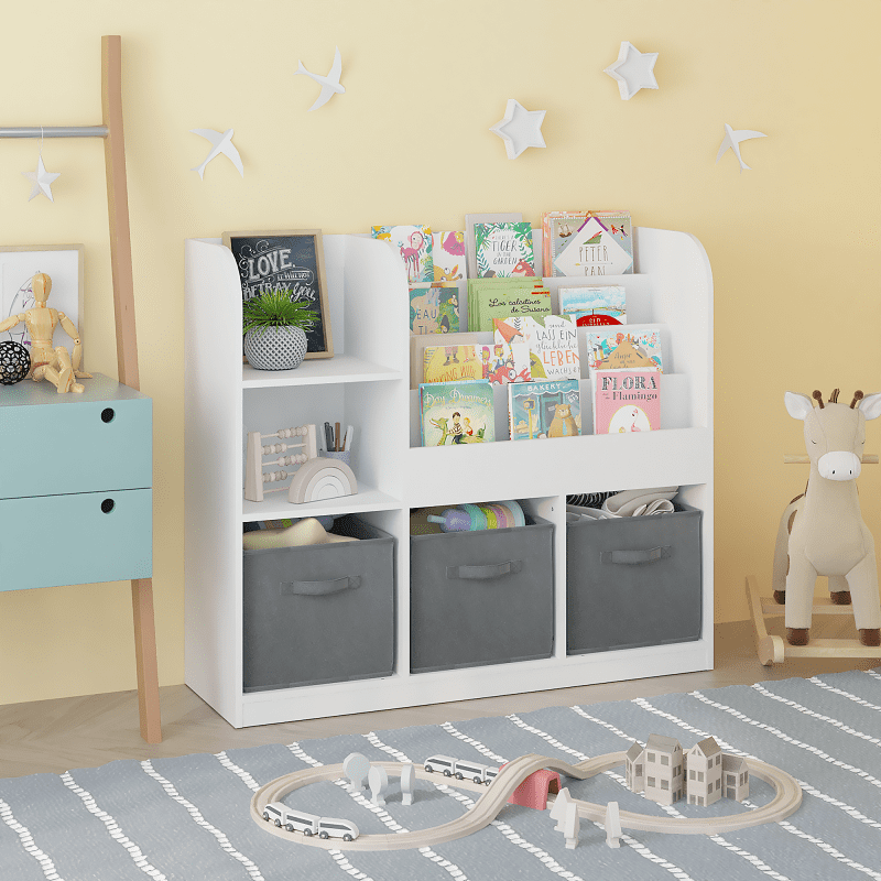 Kids Bookcase and Bookshelf, Multifunctional Bookcase with 3 ...